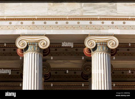Ionic Columns Of The Academy Of Athens Neoclassical Building From 1885 Architect Theophil Von
