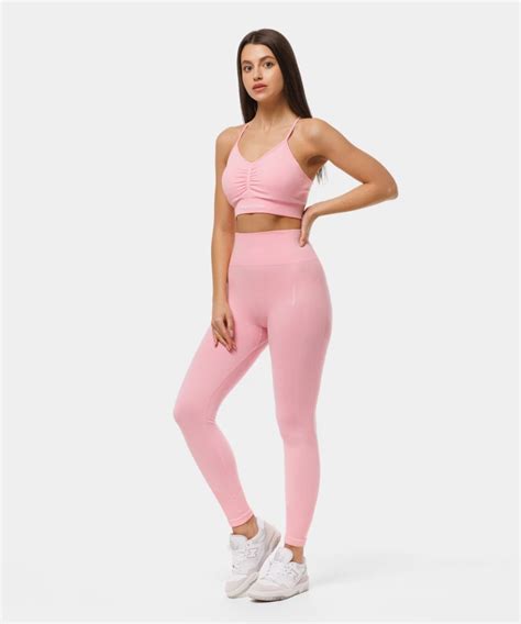 Damskie bezszwowe różowe legginsy push up Allure Carpatree