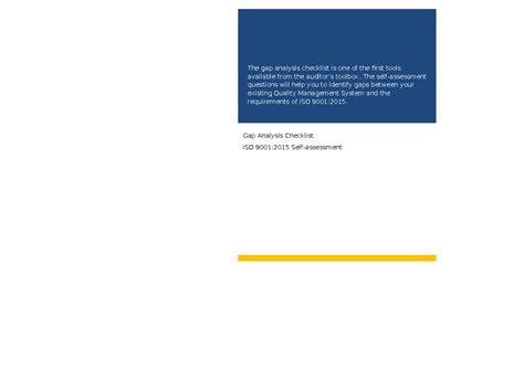 ISO Gap Analysis Checklist The Gap Analysis Checklist Is One Of The First Tools