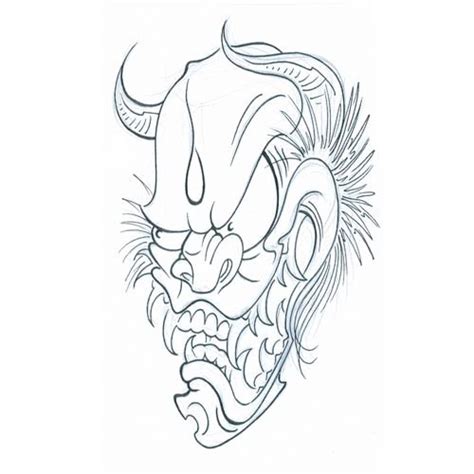 Dire Outline Devil Head In Cartoon Style Tattoo Design Tattooimagesbiz