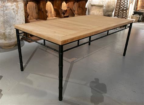 Table With Iron Base Imitating Bamboo With Wooden Top In Its Original Colour For Sale At 1stdibs