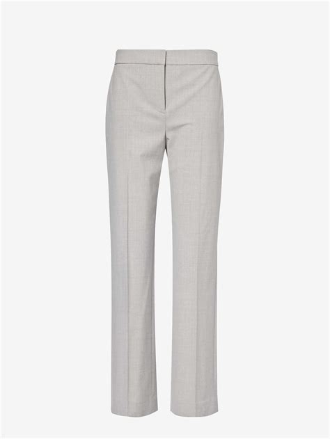Theory Straight Leg Wool Blend Trousers In Light Grey Melange Endource