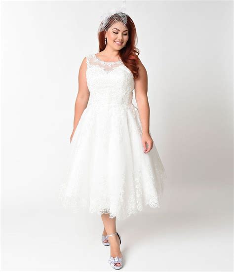 Unique Vintage Plus Size Ivory Lace And Tulle Riviera Bridal Dress Best