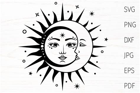 Boho Stars Svg Svg Dxf Moon Stars Svg Cut File Eps Celestial Svg Boho