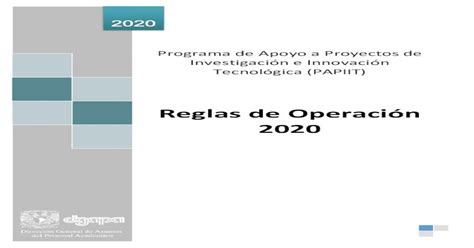 Reglas De Operación 2020 Unam · 2019 06 07 · Papiit Reglas De