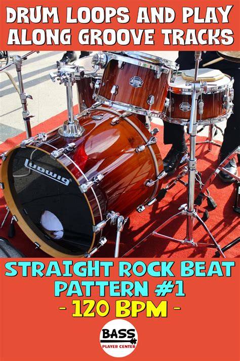 Drum Loop Groove Tracks Straight Rock Beat 120 BPM Bass Guitar