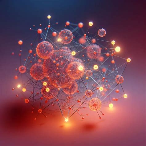 An Abstract Representation Of A Network Of Interconnected Spheres Glowing With Orange Light