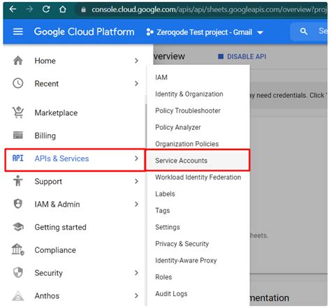 Obtaining Google Service Account Keys