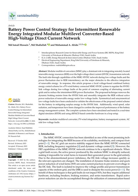 pdf battery power control strategy for intermittent renewable energy
