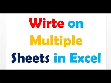 Write On Multiple Sheets In Excel Excel Me Multiple Sheet Par Likhye Kary