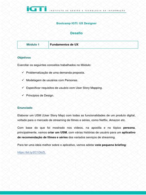enunciado do desafio módulo 1 bootcamp ux designer pdf ciência da computação