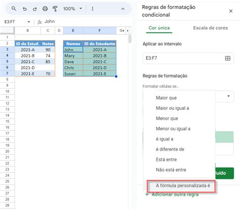 Formatação Condicional Base no Resultado PROCV Excel e Google