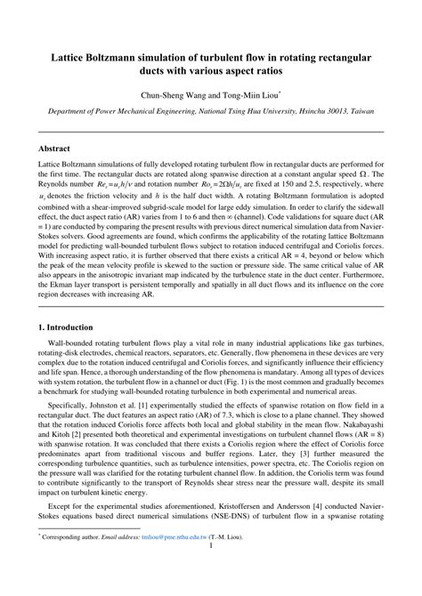 Pdf Lattice Boltzmann Simulation Of Turbulent Flow In Rotating Rectangular Ducts With Various