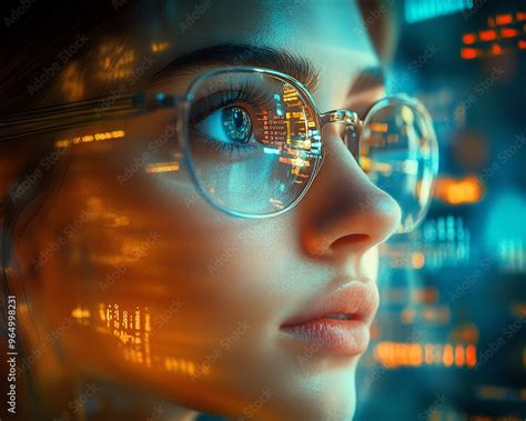 Futuristic Nerd Face With Sleek Glasses A Thoughtful Expression And A Hightech Environment