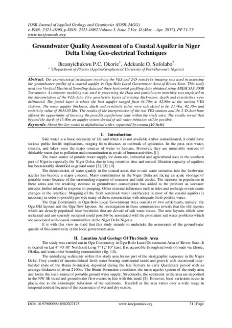 Pdf Groundwater Quality Assessment Of A Coastal Aquifer In Niger