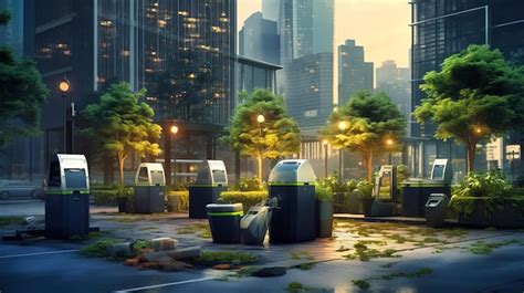 Sistemas de gestão de resíduos urbanos cidades limpa a respiração Foto Premium