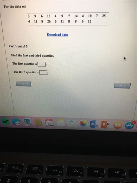 Solved For The Data Set Find The First And Third Quartiles