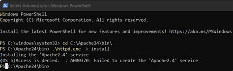 尝试使用 httpd exe k install 安装Apache2 4服务时访问被拒绝 windows SO中文参考