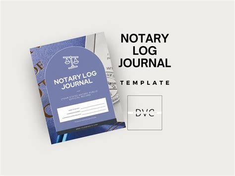 Notary Log Journal Template Customizable Notarization Record Book