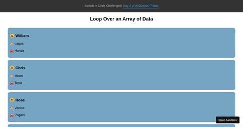 Challenge 2 Loop Over Array Data Starter Codesandbox