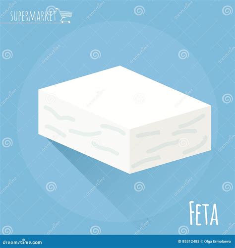 Greek Feta Cheese Block Stock Vector Illustration Of Grocery 85312483