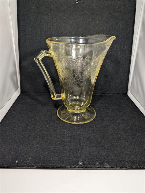Hazel Atlas Florentine Yellow Glass Pitcher Etsy
