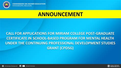 Call For Applications For Miriam College Post Graduate Certificate In