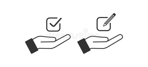 Open Palm And Cell With Checkmark Cell With Pencil Icon Hand And Box