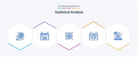 Statistical Analysis 25 Blue Icon Pack Including Analysis Process Data