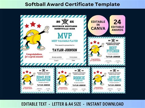 Free Printable Softball Certificates Download Free Printable Softball