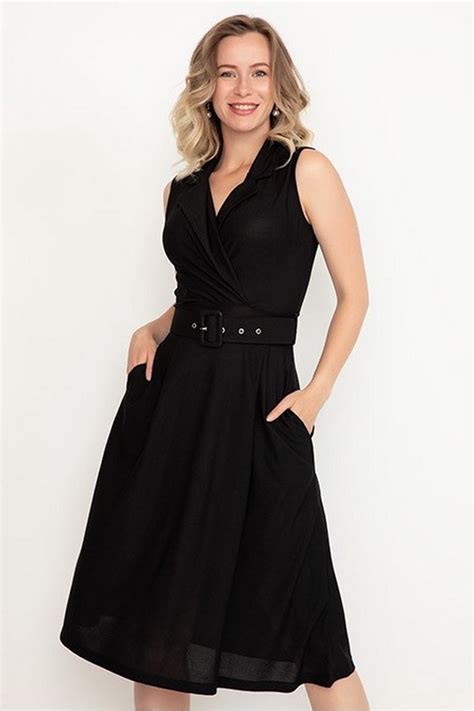 La Pèra Zwarte Blouse Jurk Vrouwen Zomerjurk Zwart Met Riem Dames