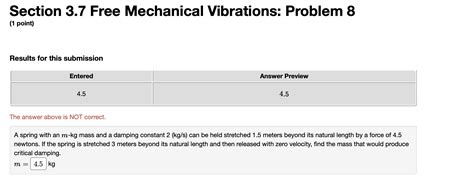 Solved Section 3 7 Free Mechanical Vibrations Problem 8 1 Chegg