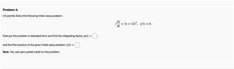 Solved Problem 4 10 Points Solve The Following Initial