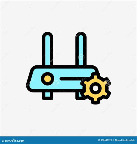 Icon Line Color Modem Internet Setting Gear Symbol Stock Illustration Illustration Of