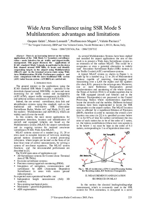 Pdf Wide Area Surveillance Using Ssr Mode S Multilateration