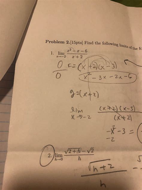 Solved Find The Following Limits Of The Following Chegg