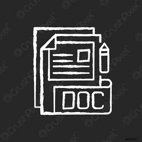 DOC File Chalk White Icon On Black Background Stock Vector Crushpixel