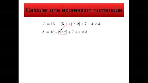 Calculer une expression numérique YouTube