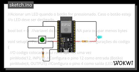 Botao Com Led Wokwi Esp32 Stm32 Arduino Simulator