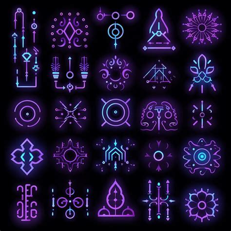Premium Ai Image A Glyph Setinspired Neon Key Neon Neon Line Design