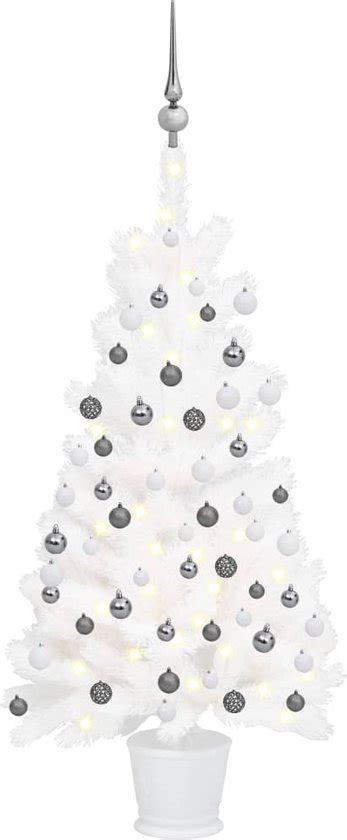Prolenta Premium Kunstkerstboom Met LED S En Kerstballen 90 Cm Wit