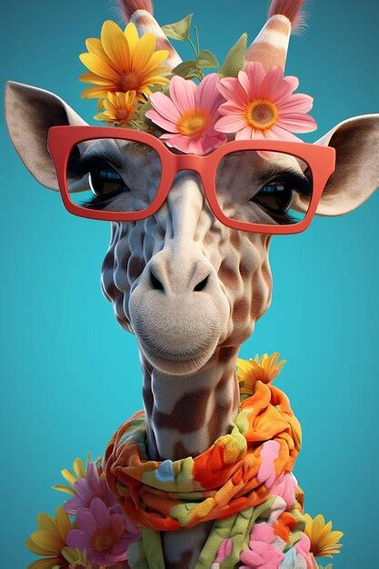 Premium Ai Image Funny Giraffe With Glasses