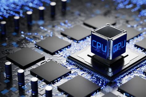 premium photo memory chips and central processor on an electronic