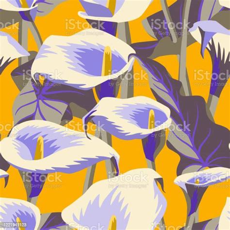 벡터 꽃 원활한 패턴 이국적인 칼라 꽃 식물 일러스트레이션 0명에 대한 스톡 벡터 아트 및 기타 이미지 0명 Sable