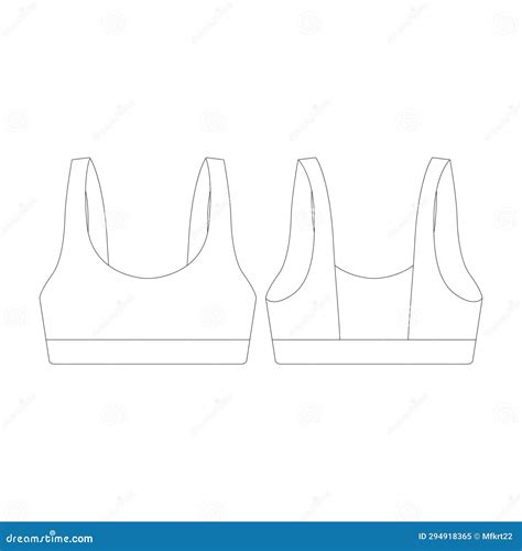 Template Wide Strap Bikini Top Vector Flat Design Outline Clothing