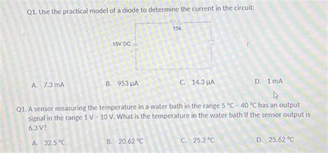 Solved Q Use The Practical Model Of A Diode To Determine Chegg