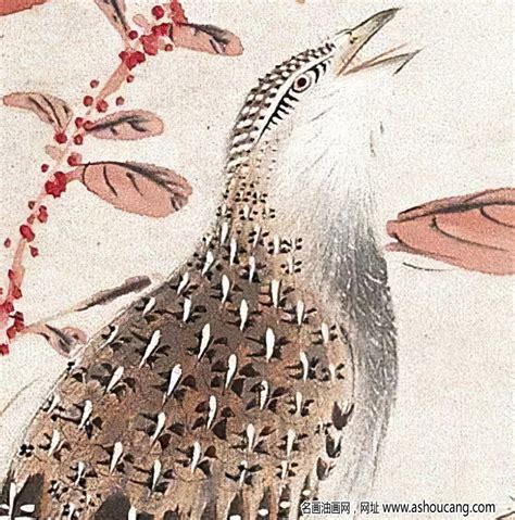 汪溶国画 红叶双禽 高清大图下载 名画油画网