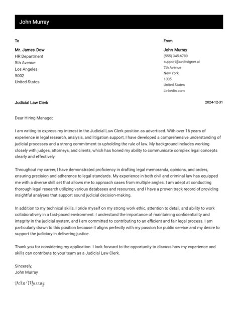11 Judge Cover Letter Examples With Writing Tips For 2025 Resumedesign Ai