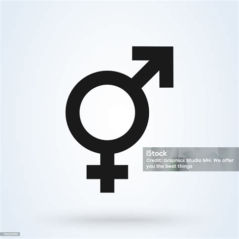 Vektor Ikon Simbol Gender Heteroseksual Tanda Datar Pria Dan Wanita