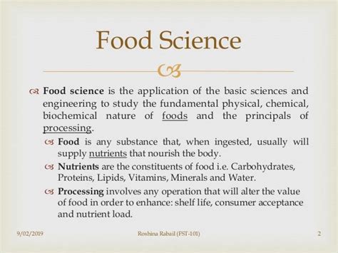 Introduction To Food Science And Technology 101